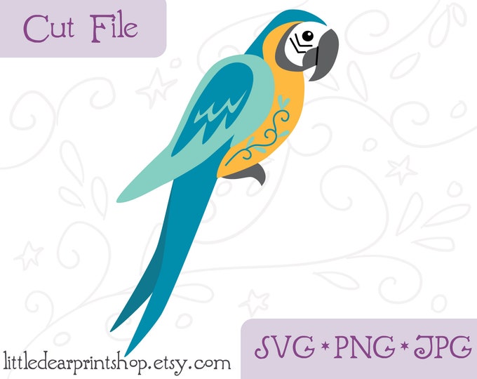 SVG Macaw Cut File for Cricut, Silhouette, PNG, JPG Tropical Bird ...