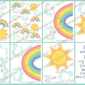 PDF, SVG, PNG Printable Sunshine and Rainbows Party Decor, Craft Files ...