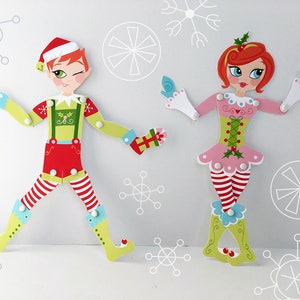Printable Christmas Elves DIY Paper Dolls, PDF Download, Christmas ...