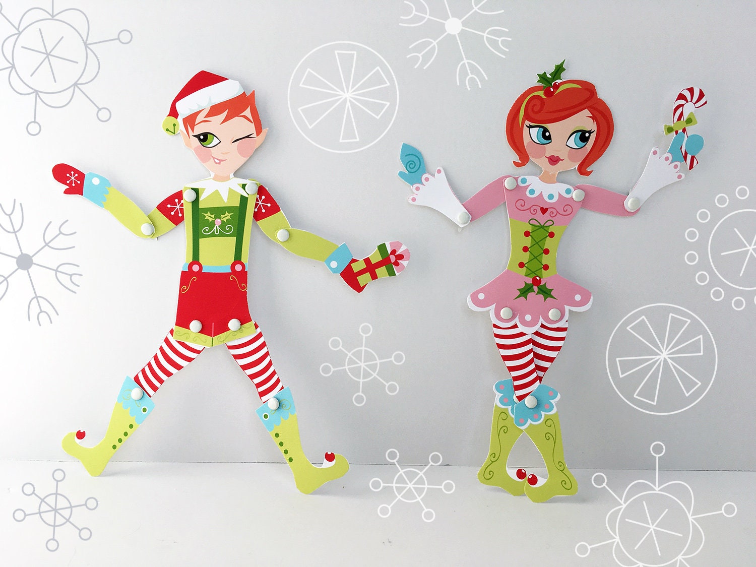 Printable Christmas Elves Diy Paper Dolls Pdf Download Etsy