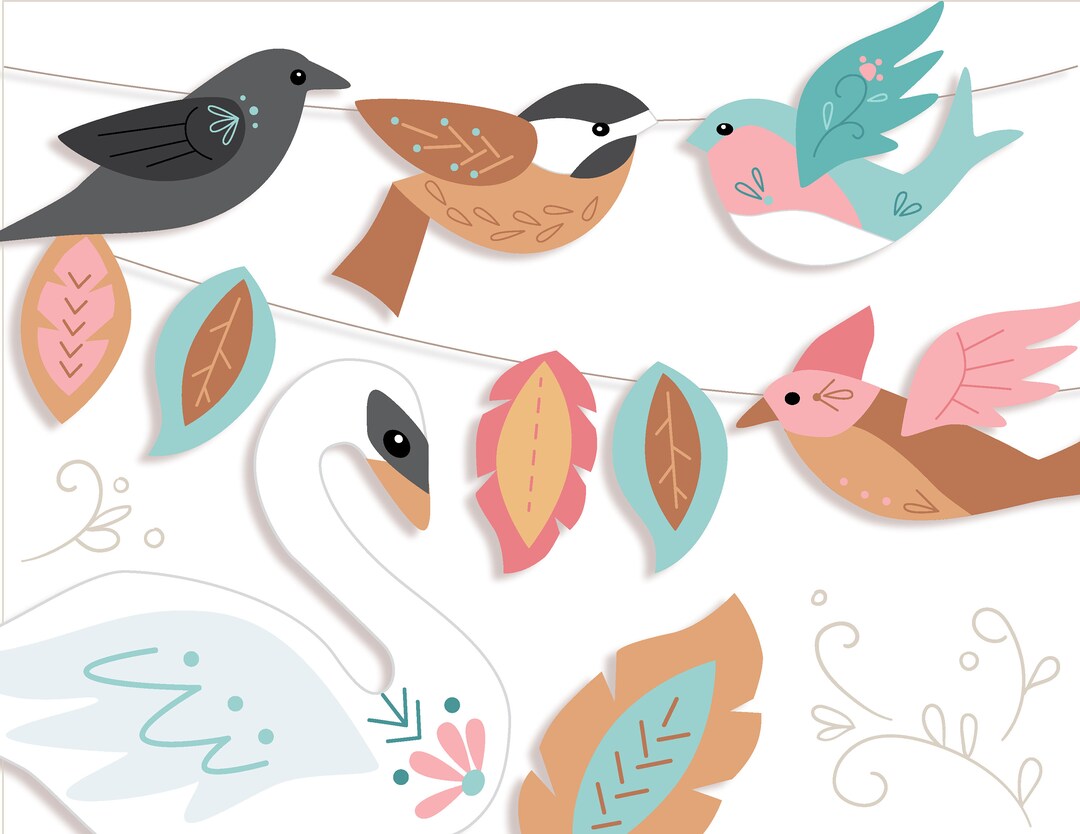PDF, PNG, SVG Printable Birds and Feathers, Woodland Animals, Digital ...