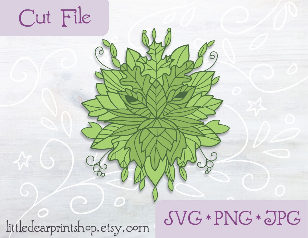 SVG Greenman Cut File for Cricut, Silhouette, PNG, JPG Leaves Green Man ...