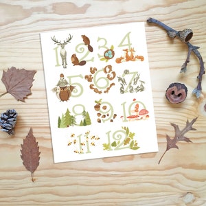 Printable Woodland Animal ABC and Numbers Wall Art Print Set, Forest ...