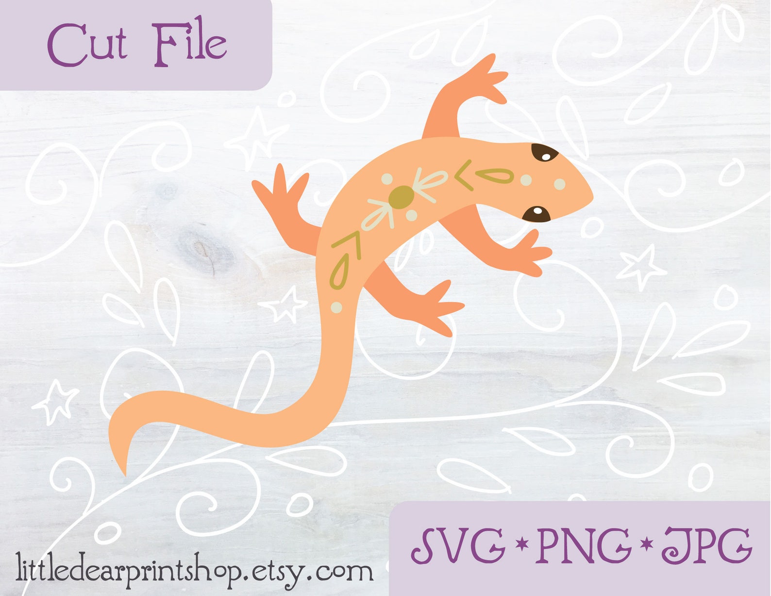 SVG Salamander Lizard Cut File for Cricut Silhouette PNG | Etsy