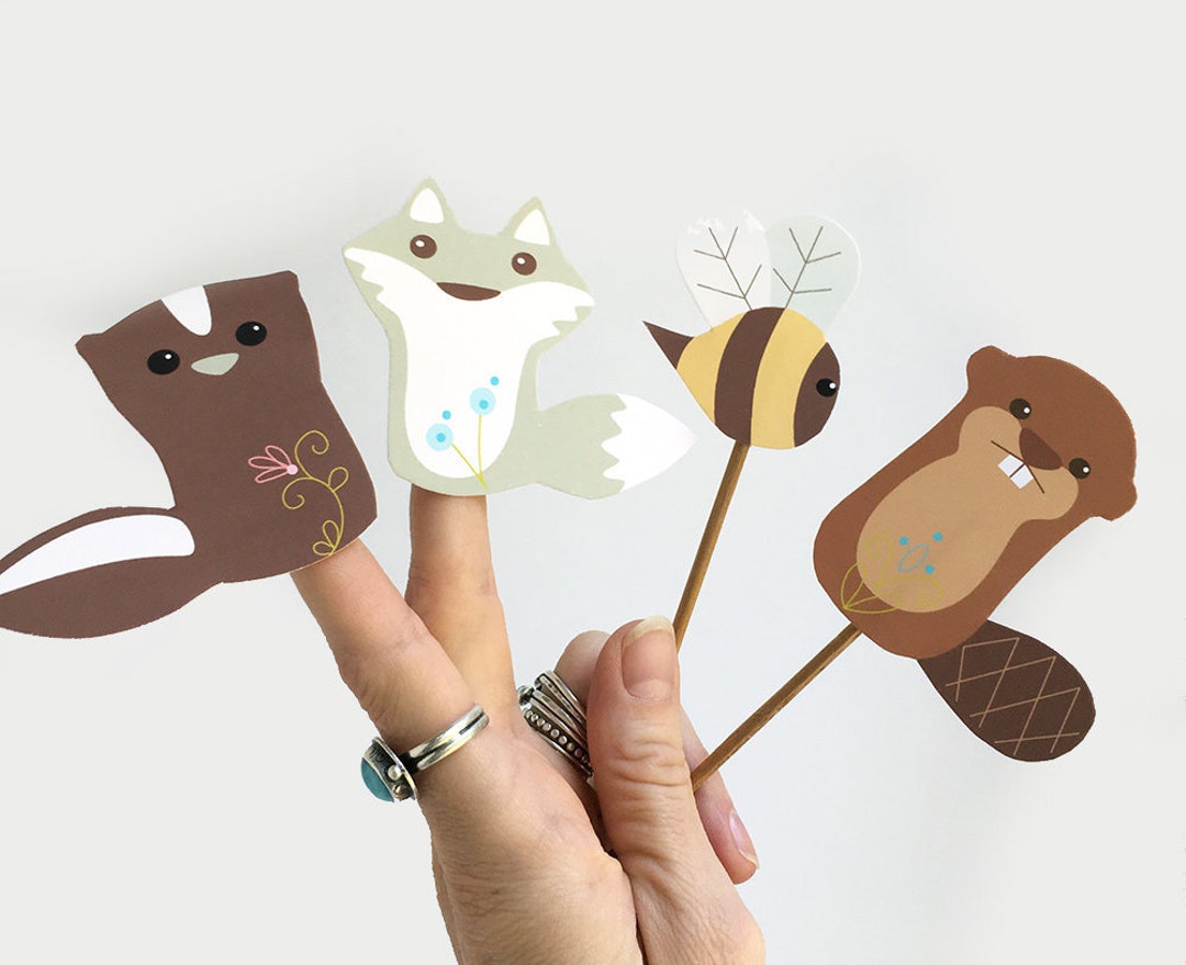 PDF, PNG, SVG Printable Woodland Animals Finger Puppets, Digital ...