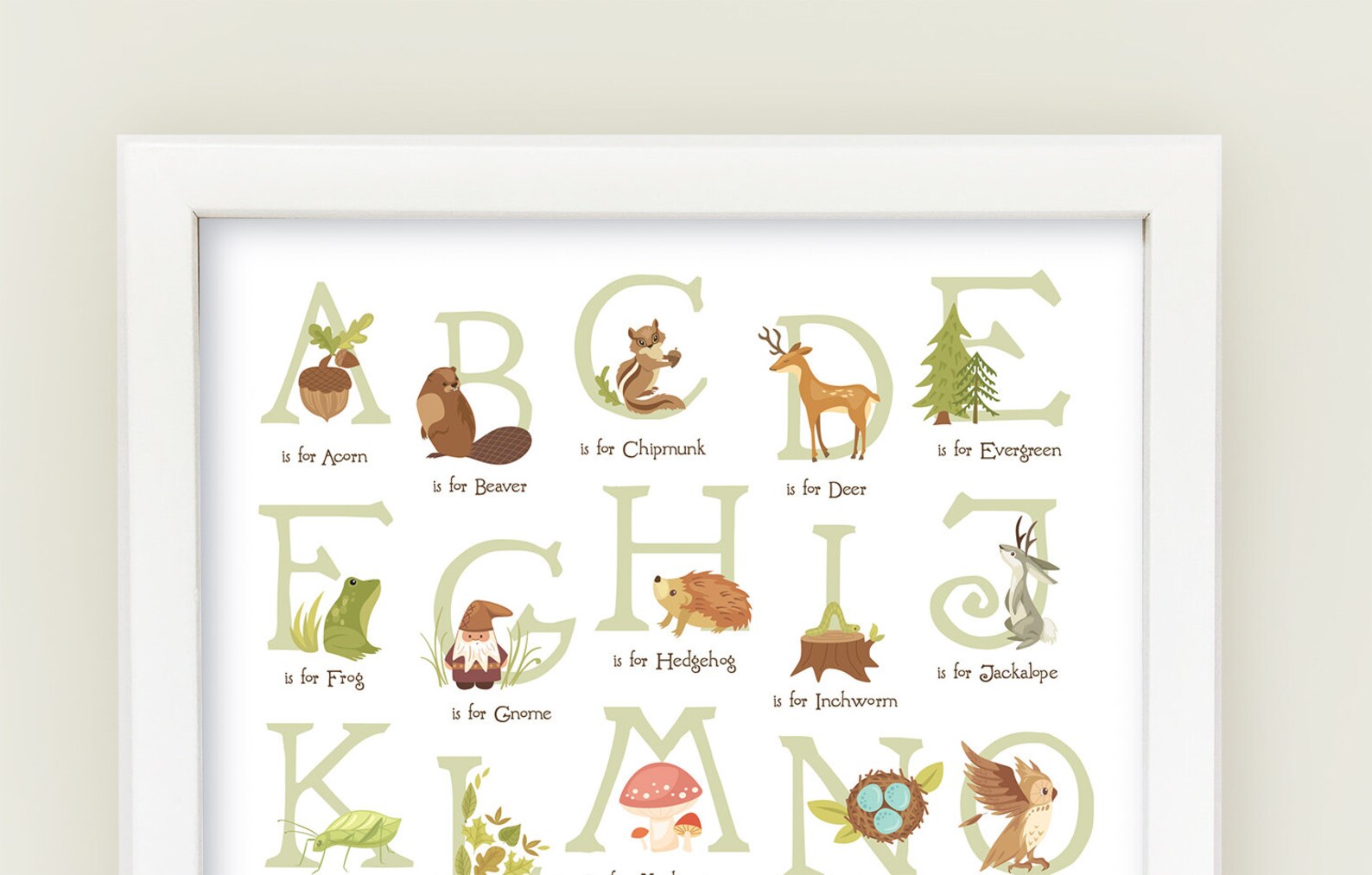 Woodland Animal Alphabet Wall Art Forest Animals ABC Nursery - Etsy UK