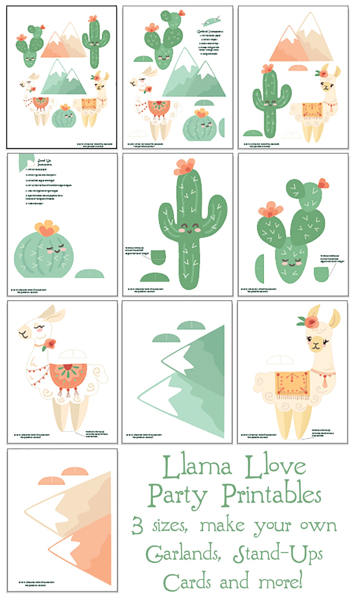 Llama Cactus Mountain Party Printable Digital Download PDF | Etsy