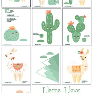 Llama Cactus Mountain Party Printable Digital Download, PDF, PNG Clip ...
