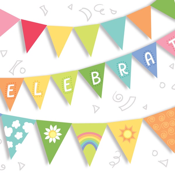 Rainbow Pennants - Etsy