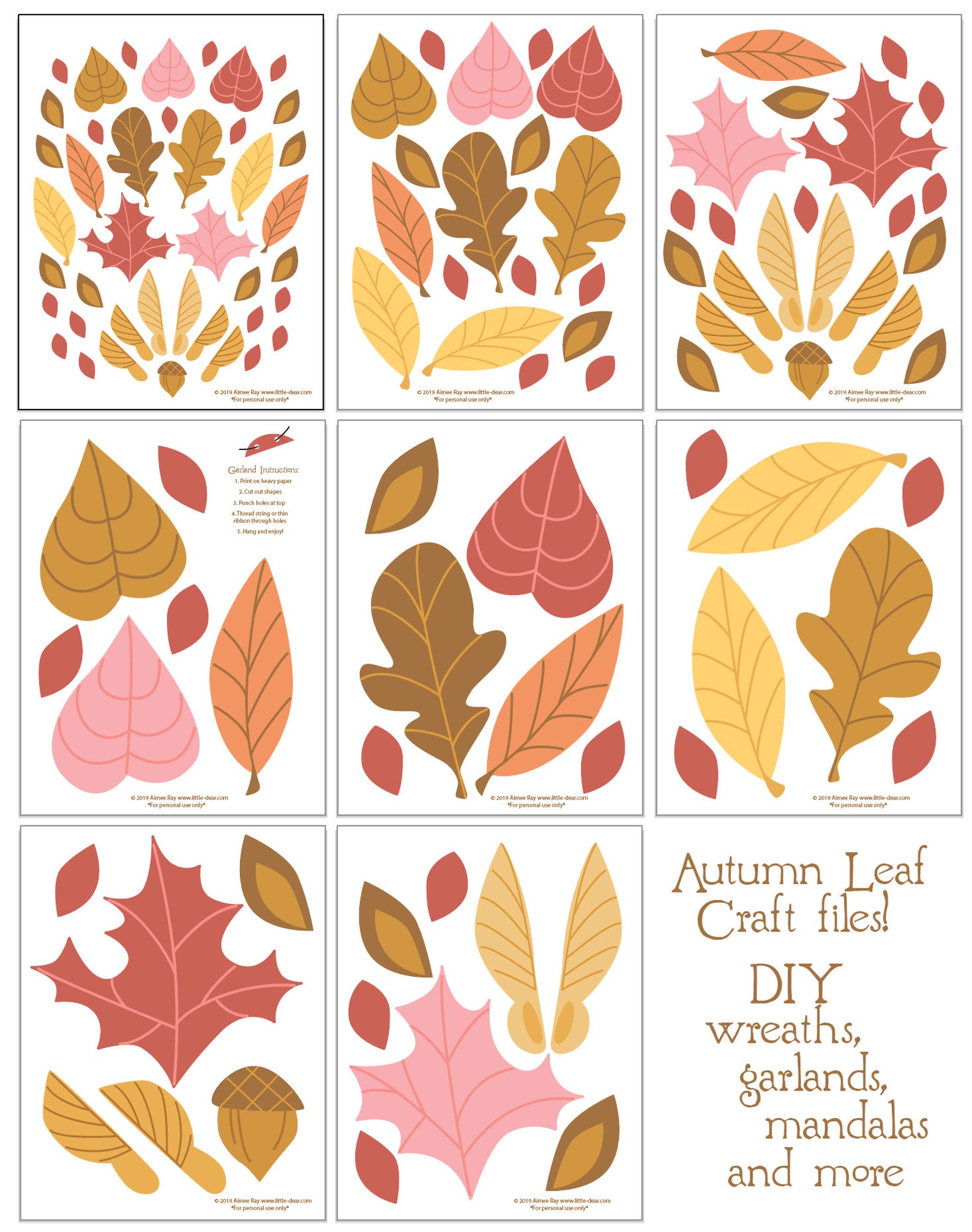 Autumn Fall Leaves Decor PDF SVG PNG Printable Craft Files | Etsy