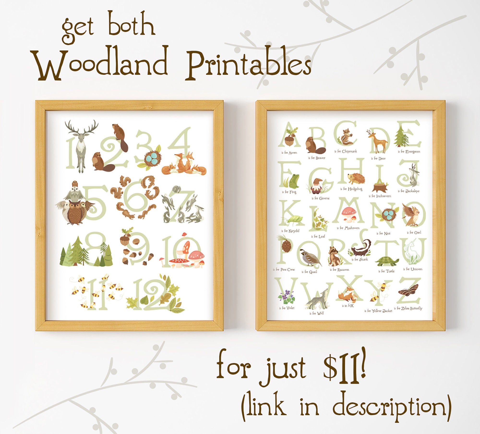 Printable Woodland Animal Numbers Wall Art Forest Animals - Etsy