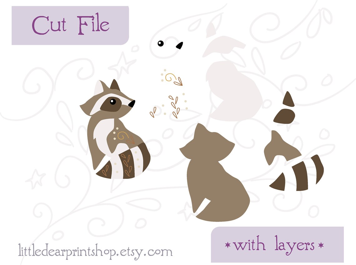 SVG Raccoon Cut File for Cricut Silhouette PNG JPG Woodland | Etsy