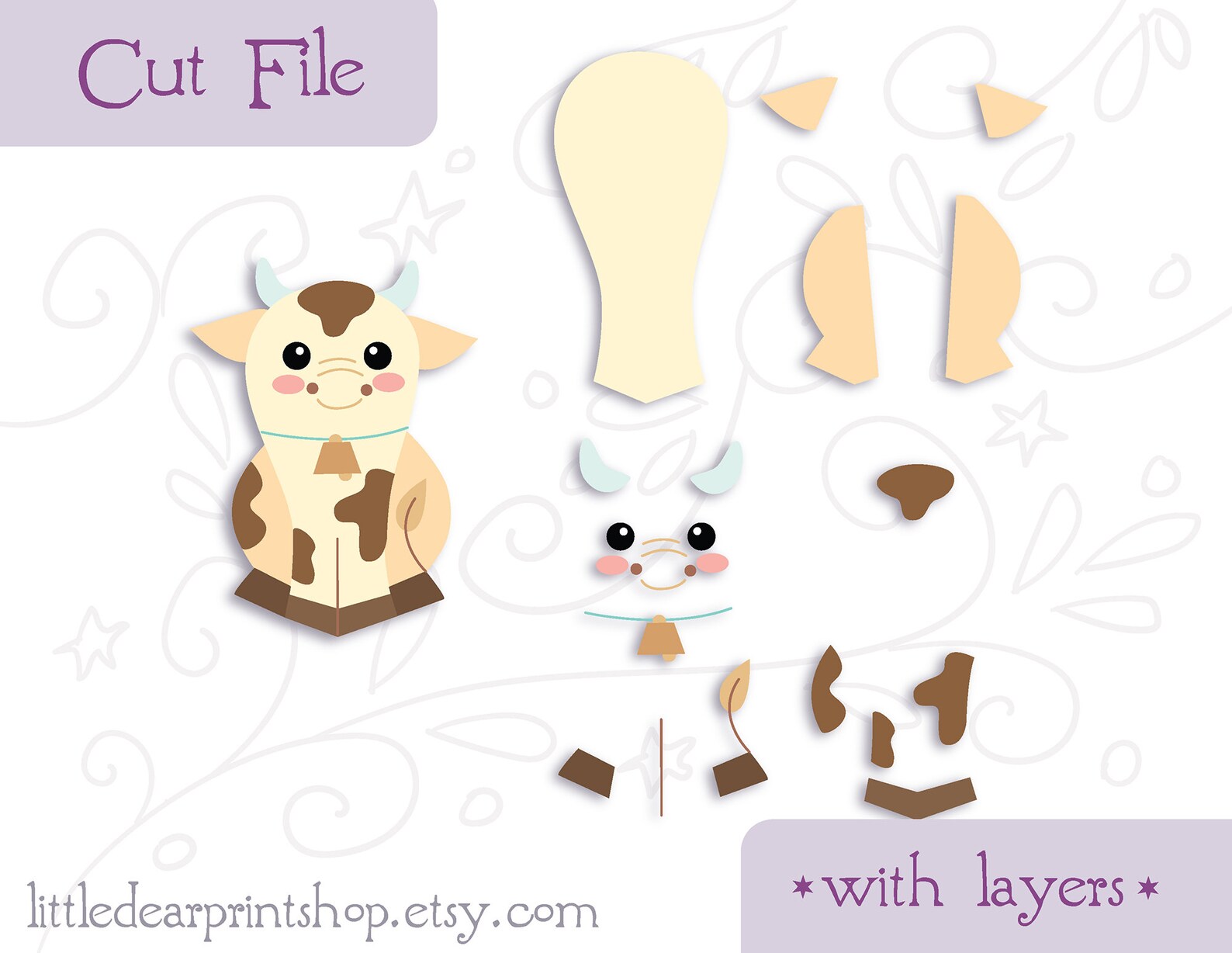 SVG Cow Cut File for Cricut Silhouette PNG JPG Farm Animals - Etsy