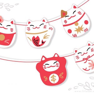 Printable Lucky Cats Banner, Diy PDF, SVG, PNG Download, Chinese New ...