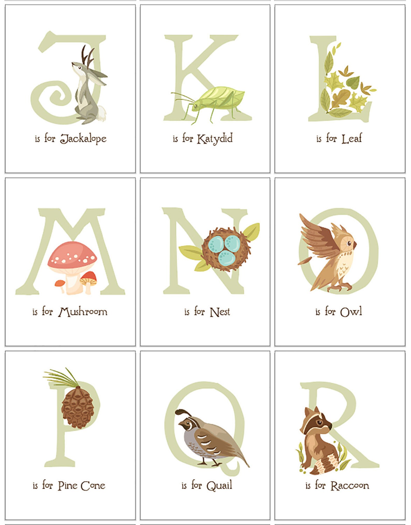 Personalized Woodland Animal Initial Name Art Print - Etsy