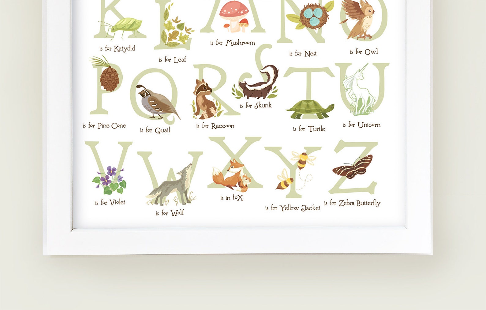 Printable Woodland Alphabet Wall Art Forest Animals ABC - Etsy