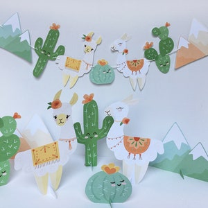 Llama Cactus Mountain Party Printable Digital Download, PDF, PNG Clip ...