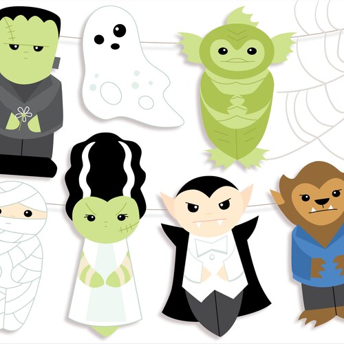PDF SVG PNG Classic Movie Monsters Halloween Diy Party Decor - Etsy