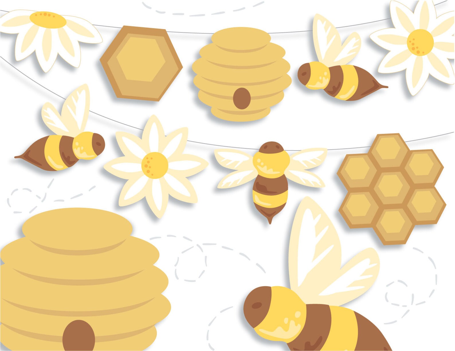 Honey Bee and Daisy Printable Digital Download PDF PNG Clip - Etsy