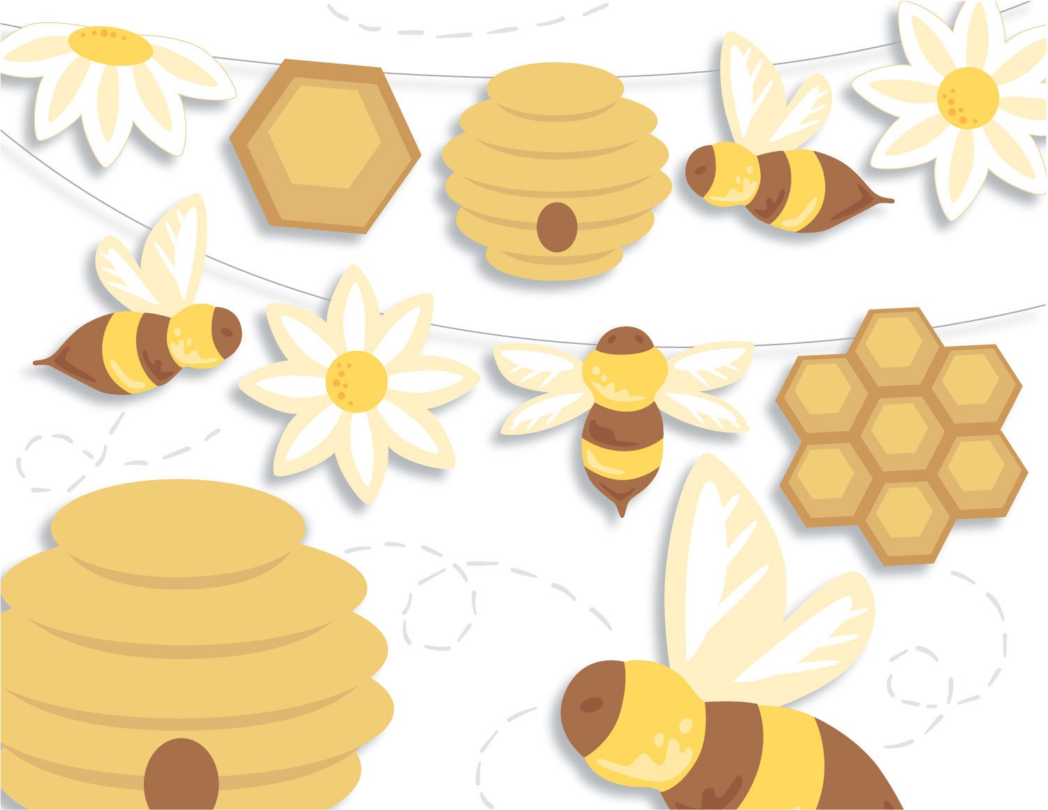 Honey Bee and Daisy Printable Digital Download PDF PNG Clip | Etsy