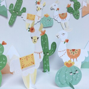 Llama Cactus Mountain Party Printable Digital Download, PDF, PNG Clip ...