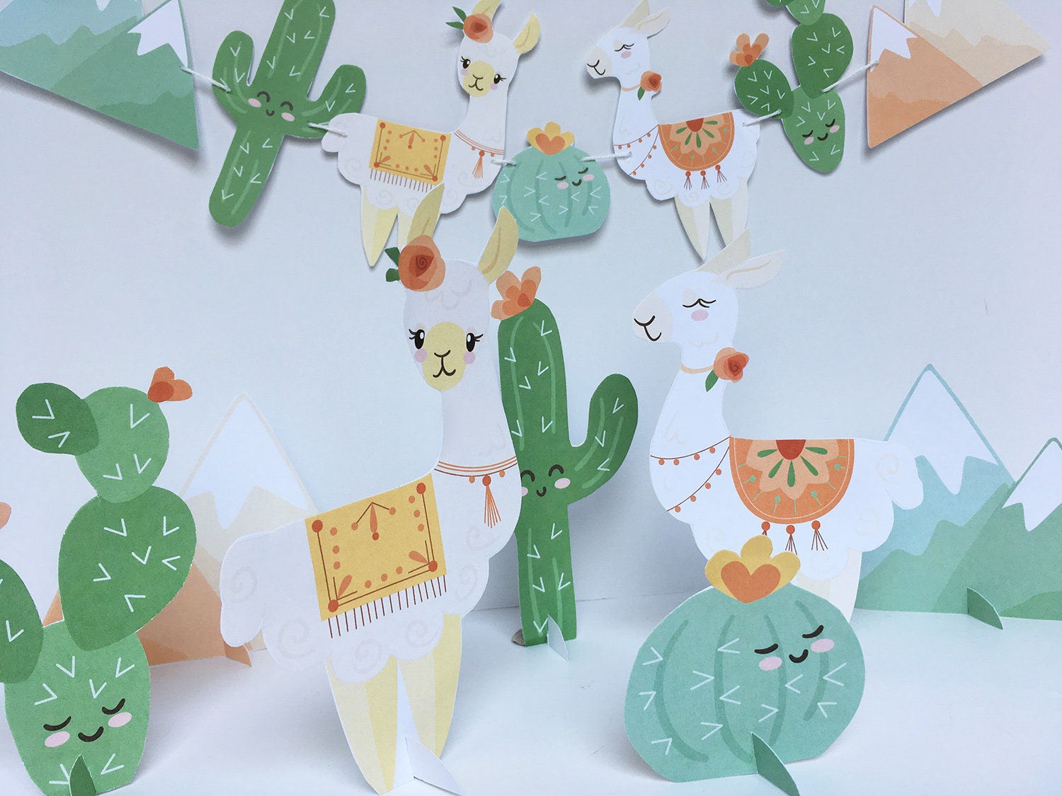 Llama Cactus Mountain Party Printable Digital Download PDF | Etsy