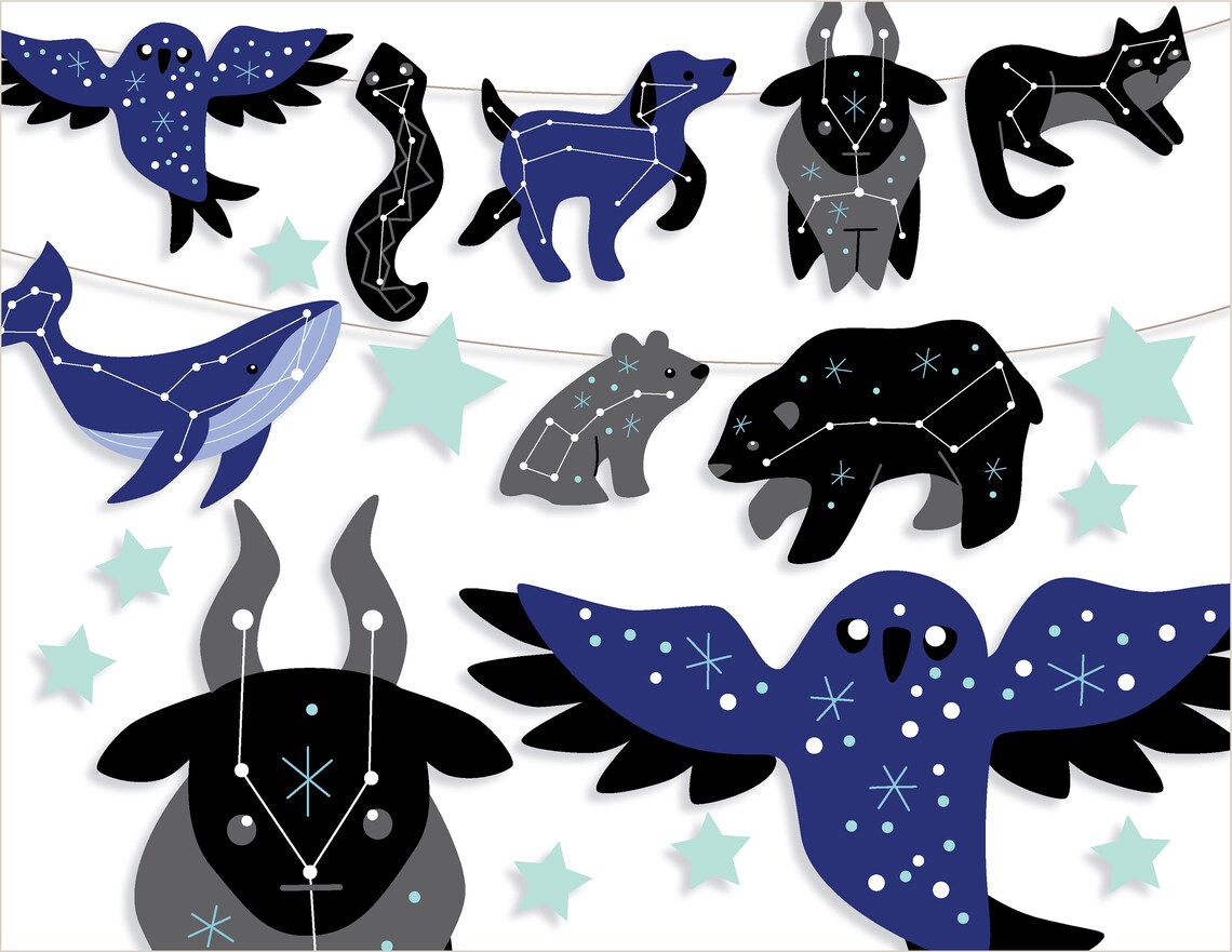 PDF SVG PNG Printable Animal Constellations craft files to | Etsy
