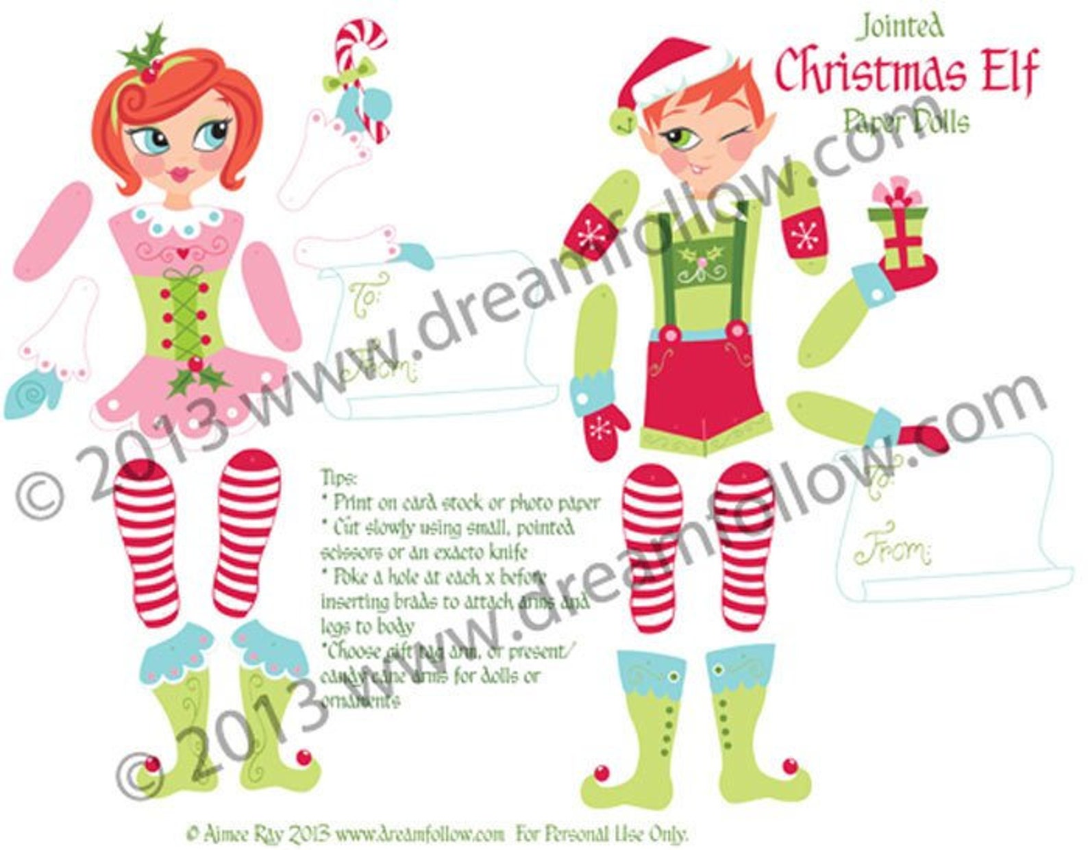 Printable Christmas Elves DIY Paper Dolls, PDF Download, Christmas ...