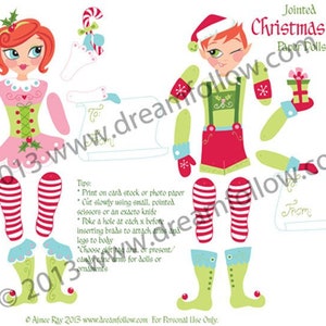 Printable Christmas Elves DIY Paper Dolls, PDF Download, Christmas ...