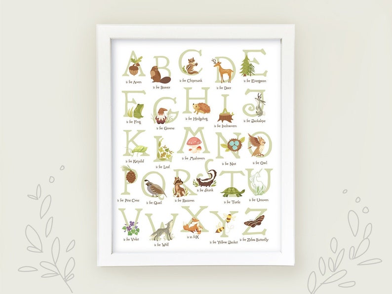 Printable Woodland Animal ABC and Numbers Wall Art Print Set | Etsy