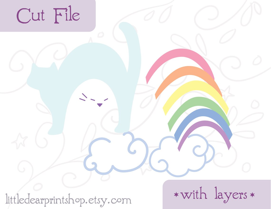 SVG Rainbow Cat Cut File for Cricut Silhouette PNG JPG - Etsy