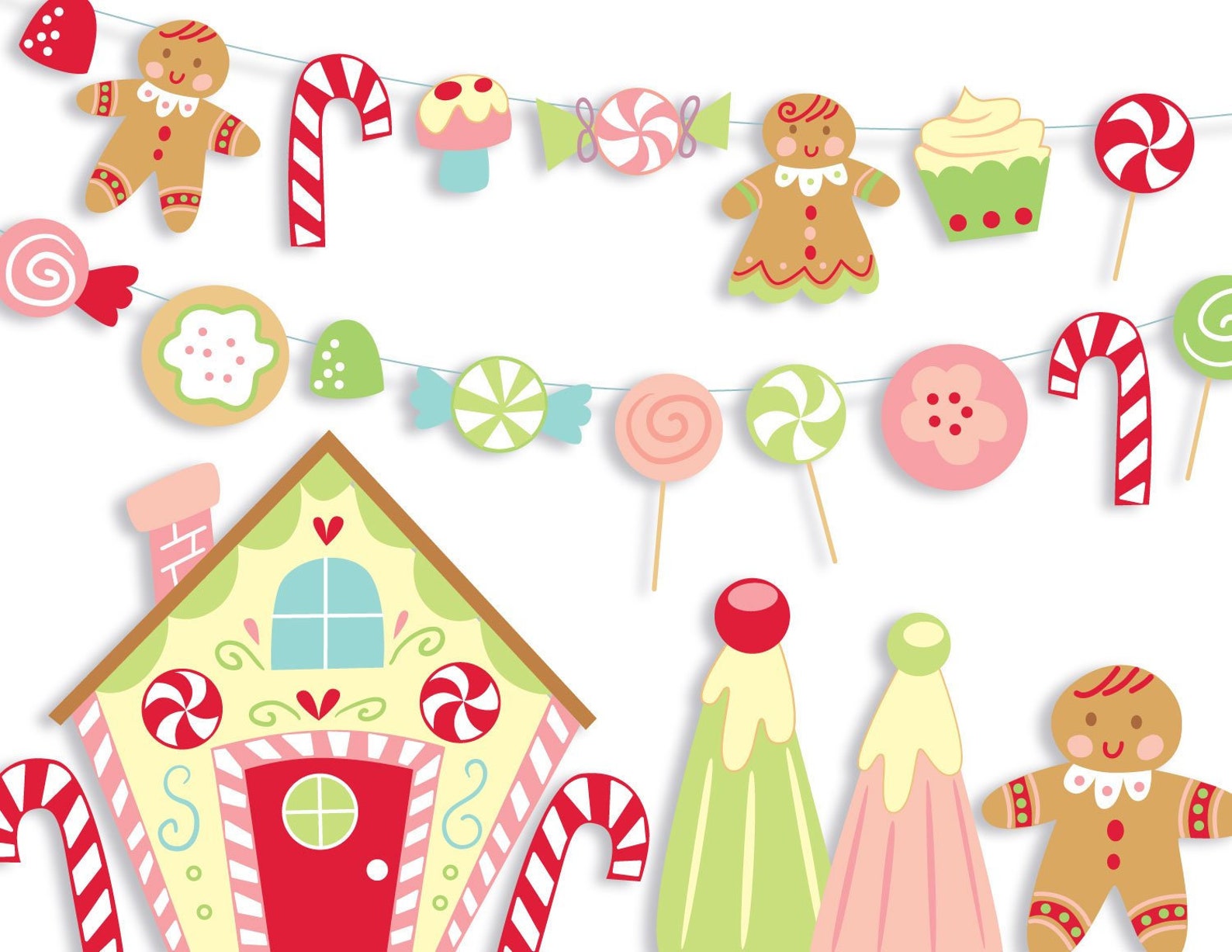 Four Sets of Printable Christmas Party Decorations PDF PNG - Etsy