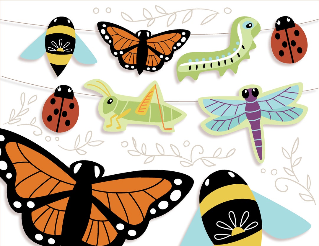 Bugs PDF, PNG, SVG Printables, Insects, Butterfly, Dragonfly, Ladybug ...