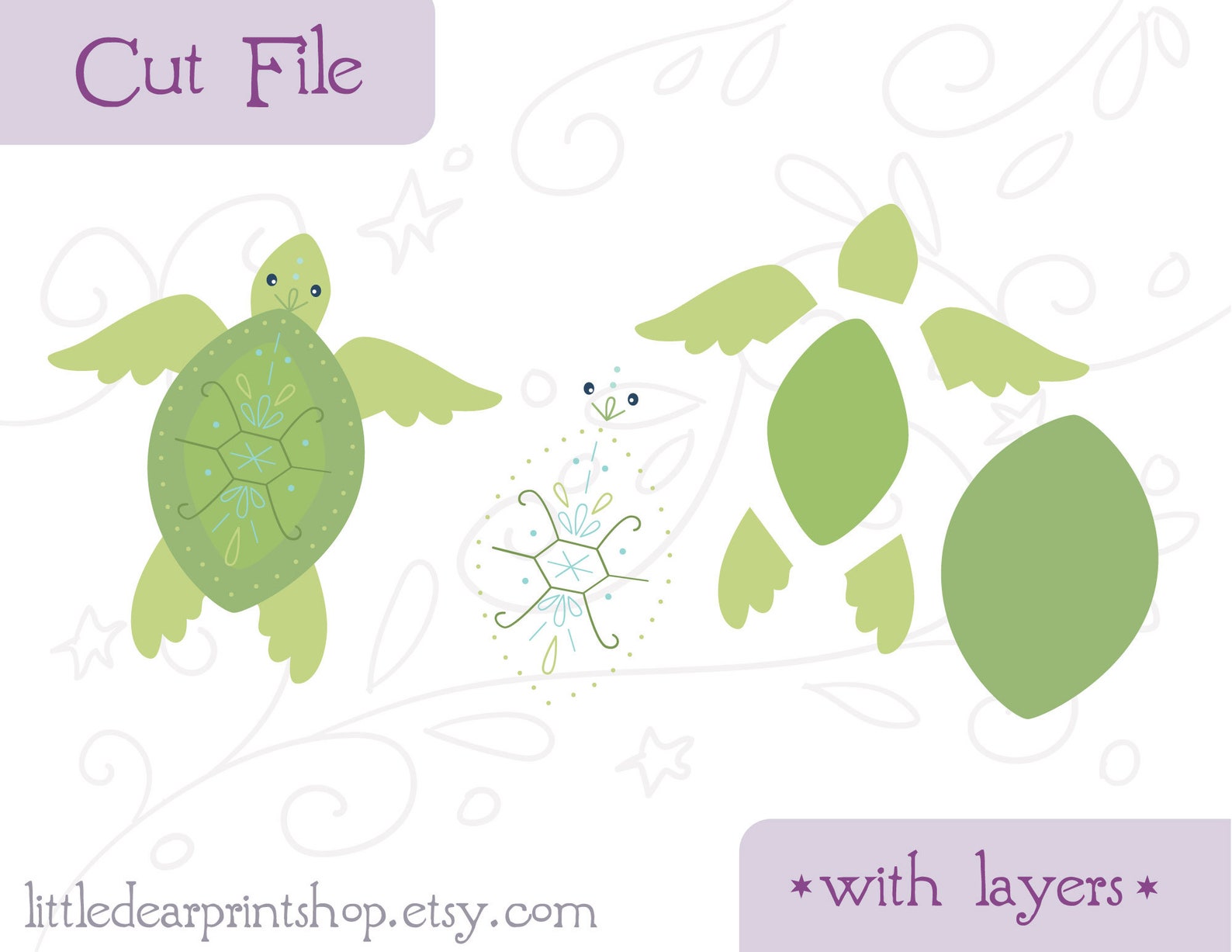 SVG Sea Turtle Cut File for Cricut Silhouette PNG JPG Ocean - Etsy