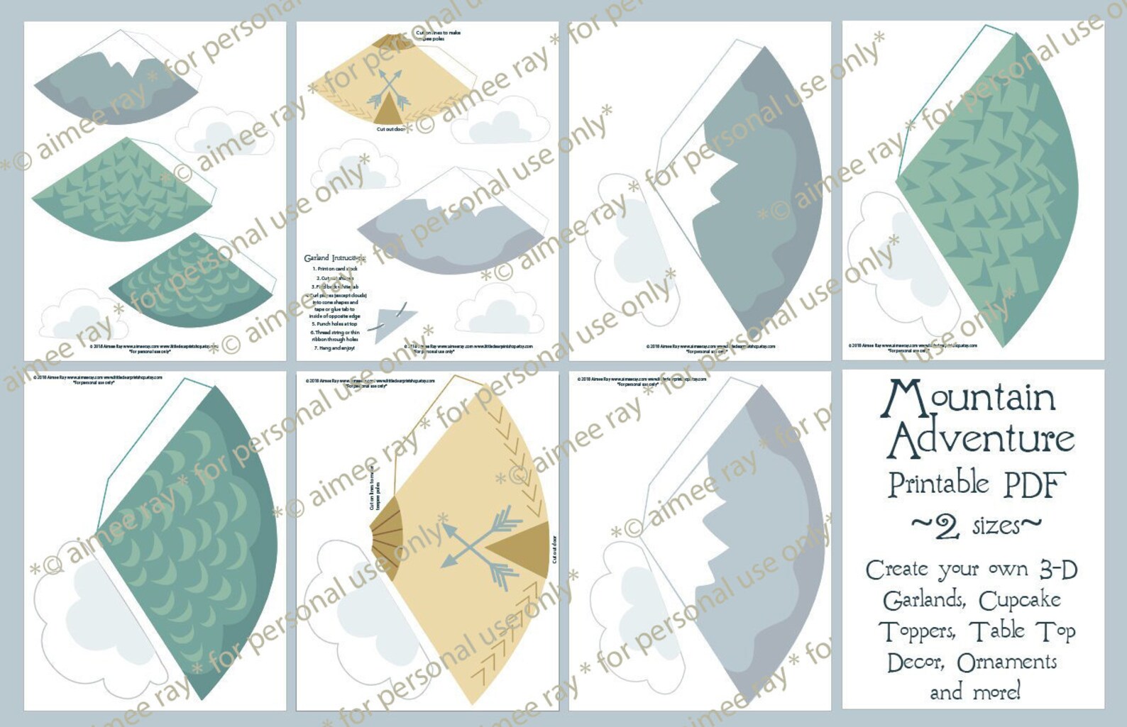 Diy Printable Mountain Adventure Garland and Party | Etsy