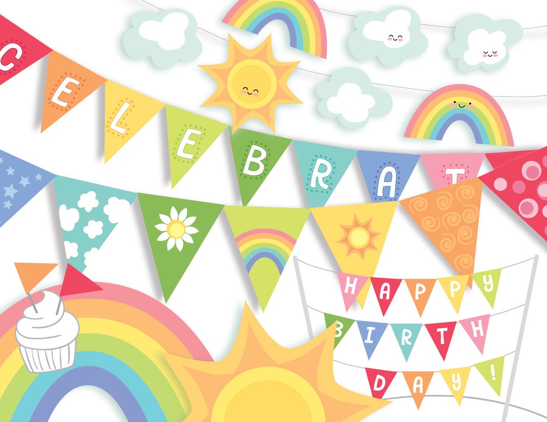 Big Rainbow Party Set DIY Printable Pennants Garland, Lgbtq Pride ...