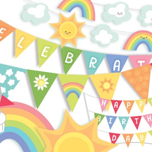 Big Rainbow Party Set DIY Printable Pennants Garland, Lgbtq Pride ...