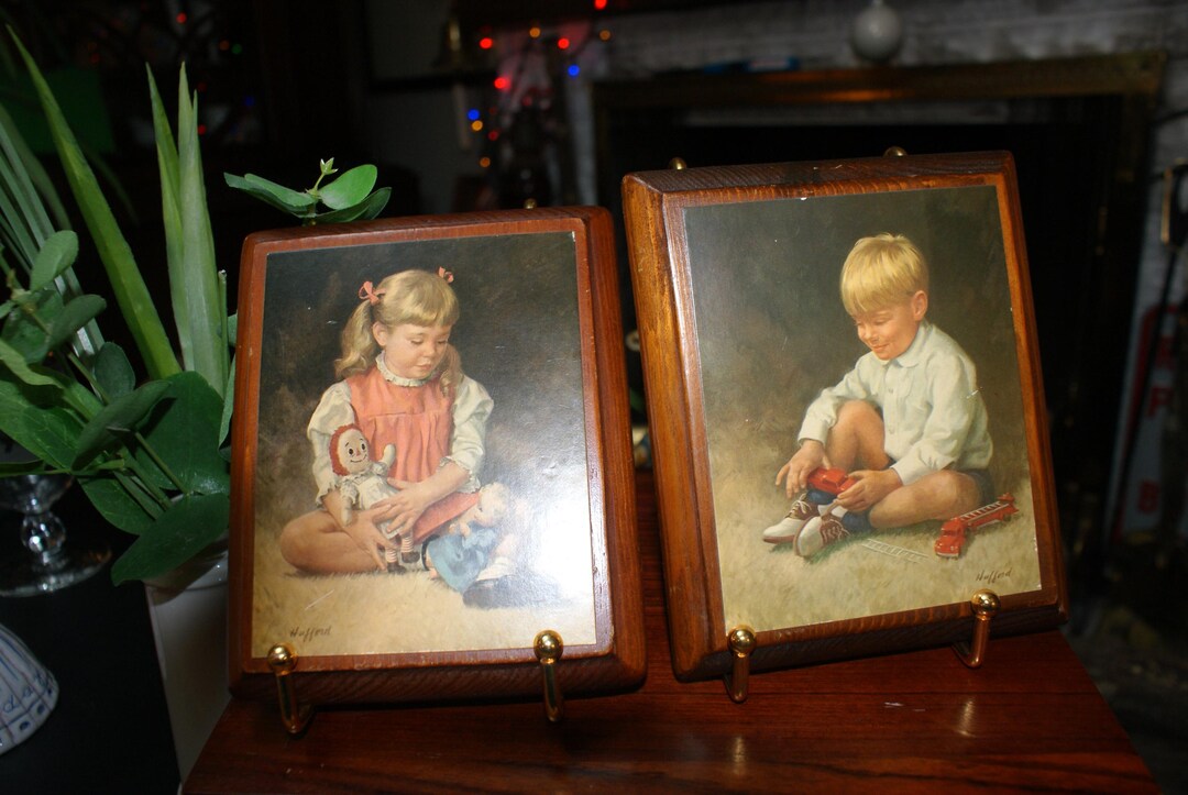 Vintage Hufford Boy and Girl Plaques Wall Art - Etsy
