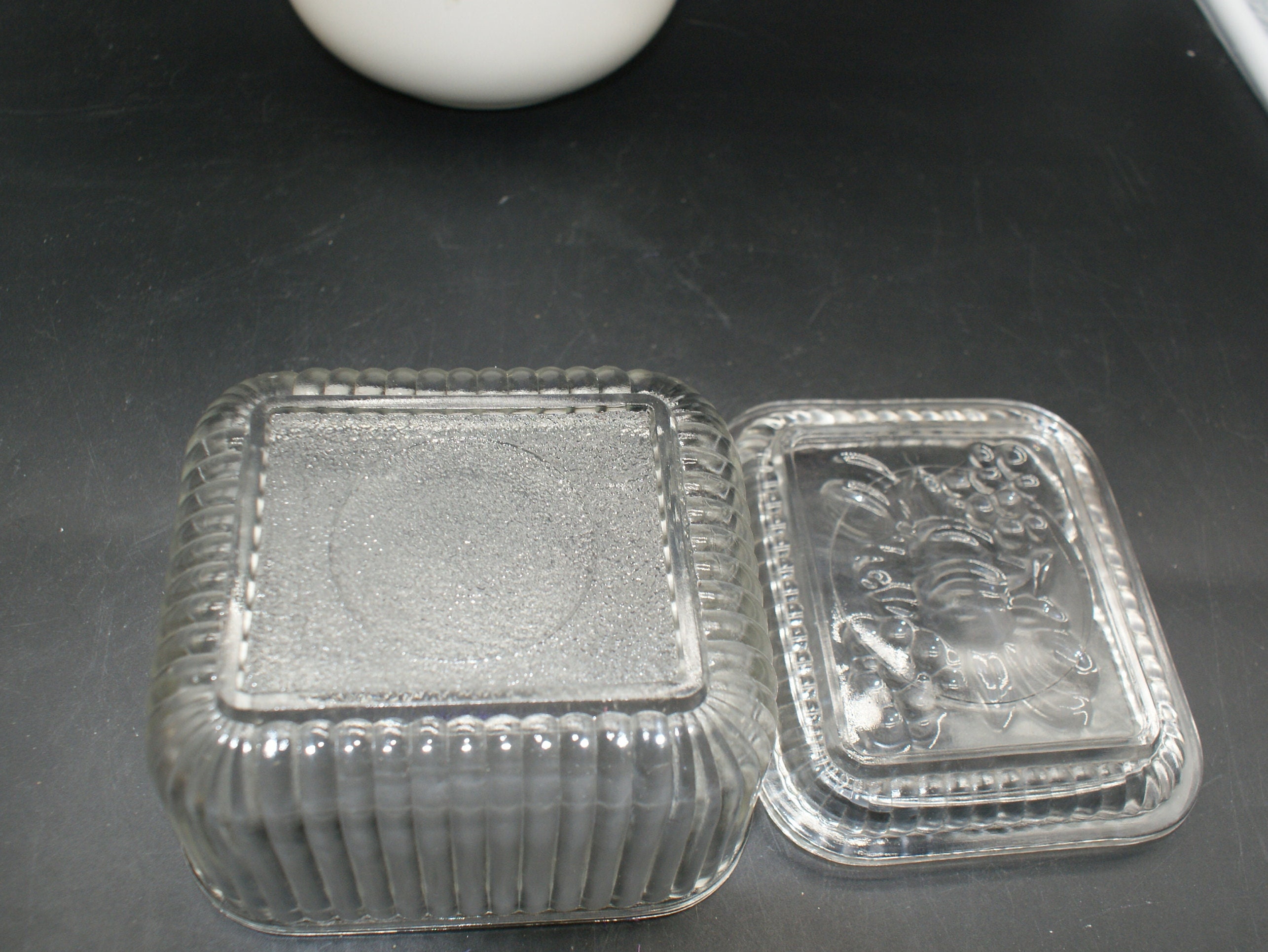 Federal Glass Rib Clear Glass Fruit Design Dish Box/lid Refrigerator - Etsy