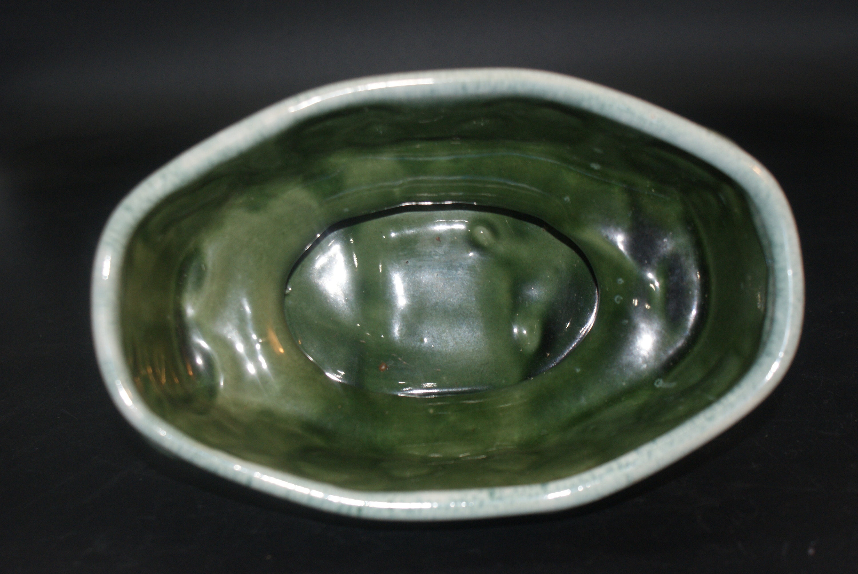Vintage MCM Green Oval Ceramic Pottery Planter gorgeous - Etsy