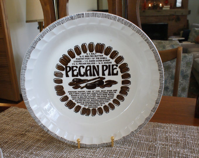 Vintage Ceramic Pecan Pie Recipe Plate Country Harvest - Etsy