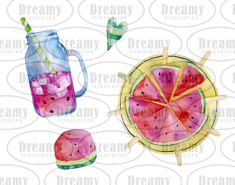 Watermelon Graphics Fruit Clipart Set Watemelon Popsicle Popsicle ...