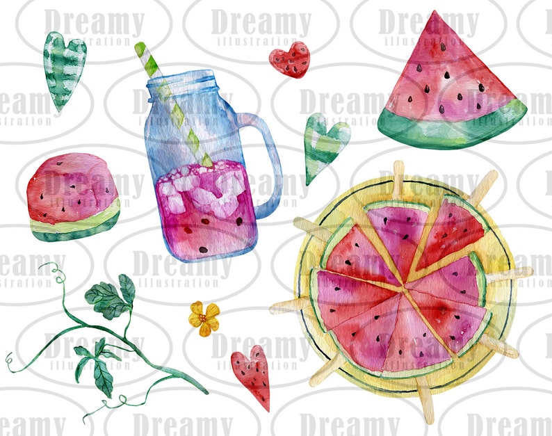 Watermelon Graphics Fruit Clipart Set Watemelon Popsicle Popsicle ...