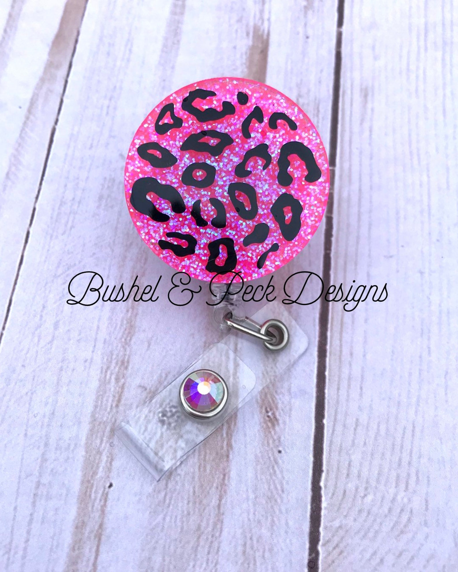 Glitter Badge Reel Leopard Badge Reel Personalized Badge - Etsy