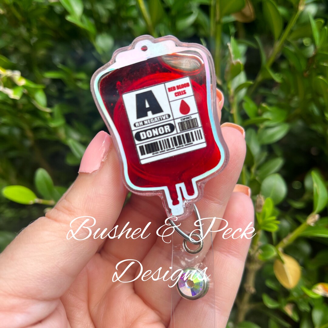 Blood Bag Badge Reel, Personalized Badge Reel, Nurse Badge Reel ...