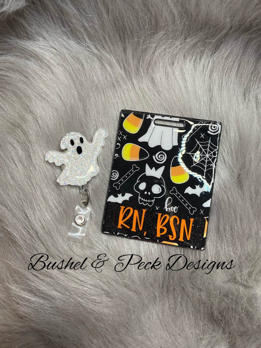 Glitter Badge Buddy/ Badge Buddy/halloween Badge Buddy/ Ghost Badge ...