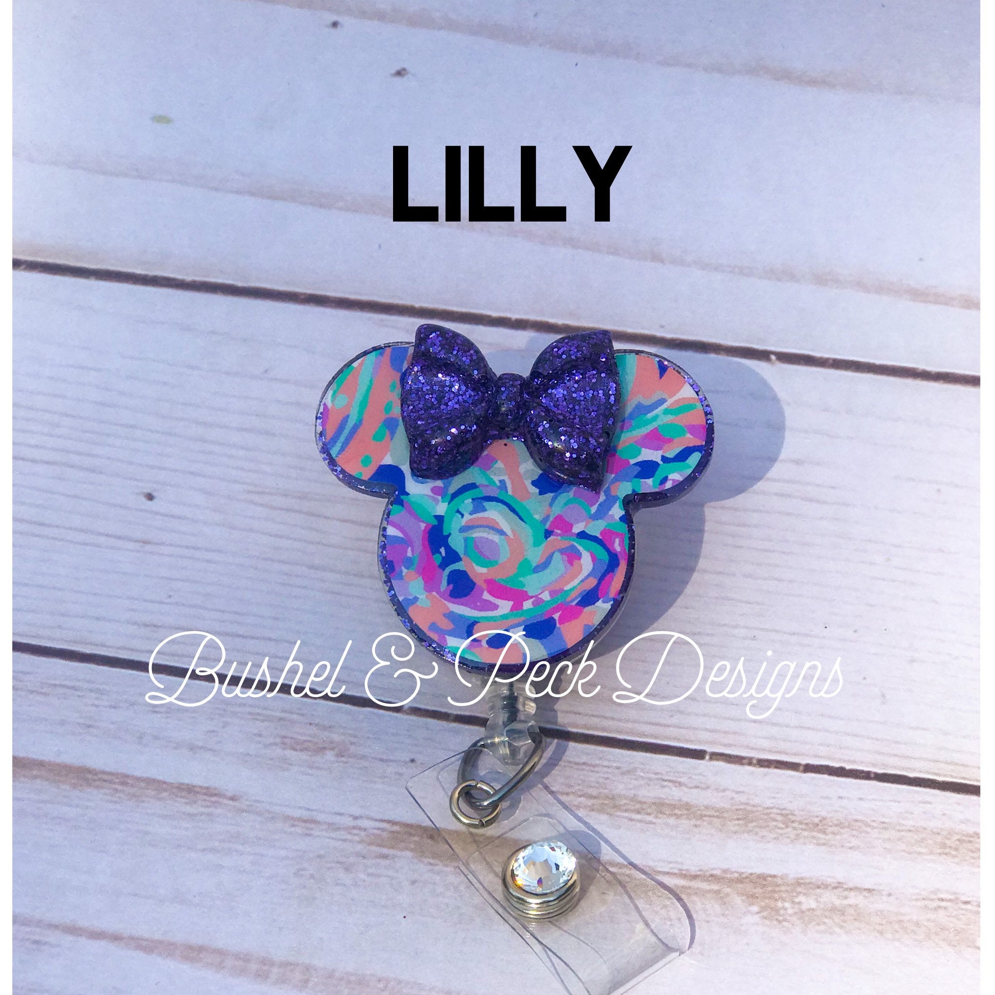 Mouse Badge Reel Glitter Badge Reel Monogram Badge Reel | Etsy