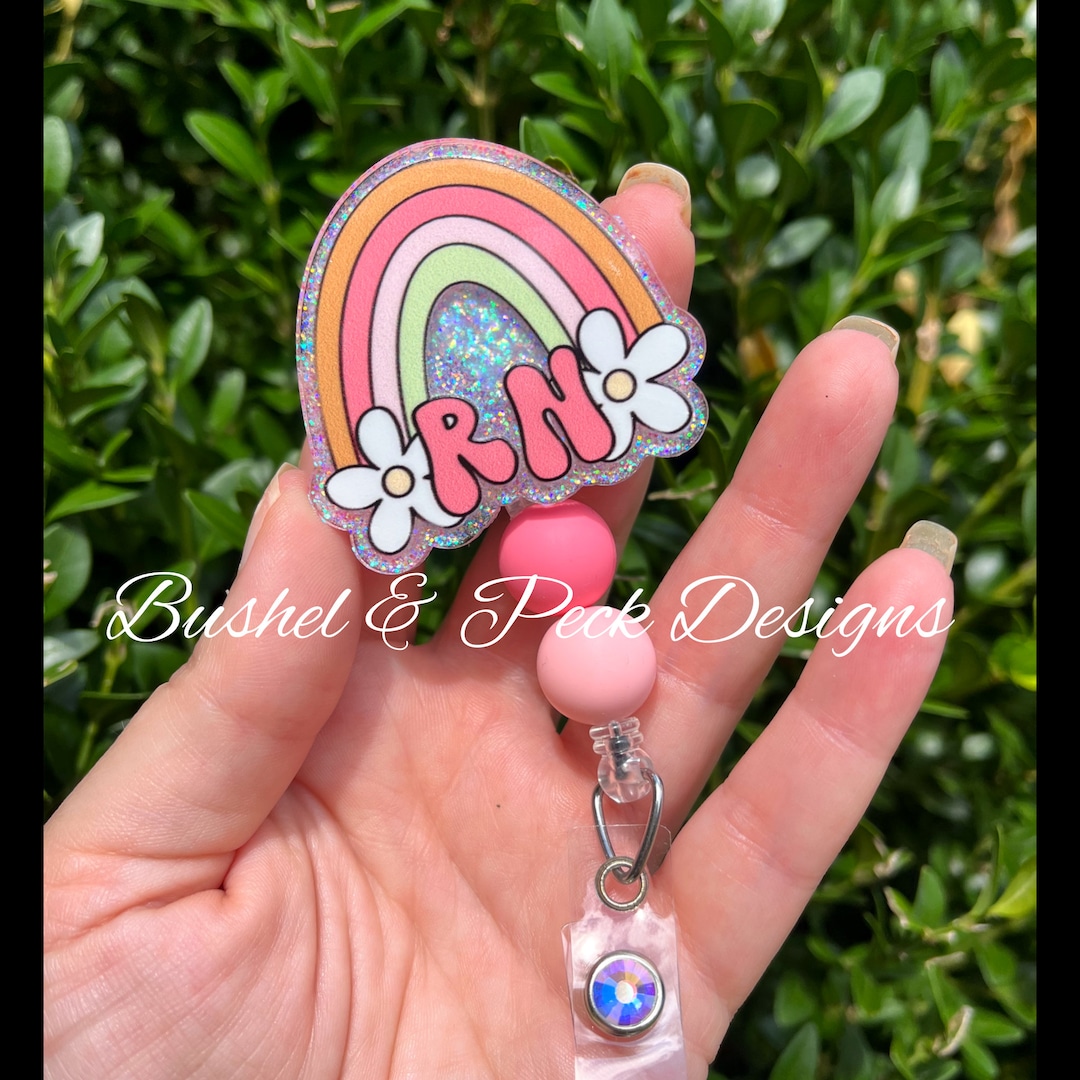 RN Rainbow Badge Reel, Glitter Badge Reel, Rainbow Badge Reel ...