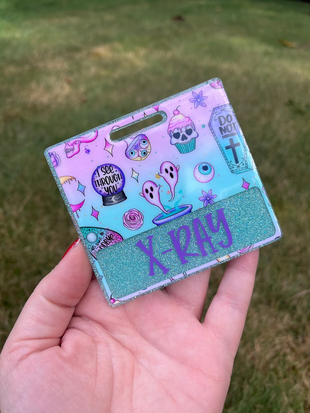 Glitter Badge Buddy/ Badge Buddy/halloween Badge Buddy/ Id Tag/ Fall ...