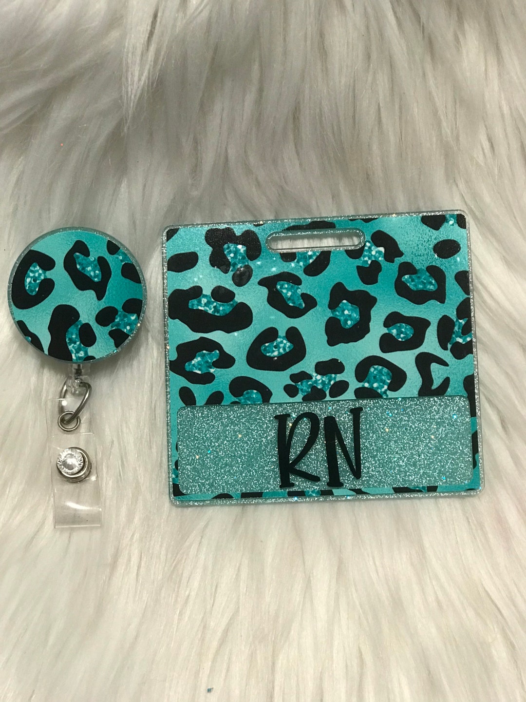 Glitter Badge Buddy/ Badge Buddy/leopard Badge Buddy/leopard Id Tag ...